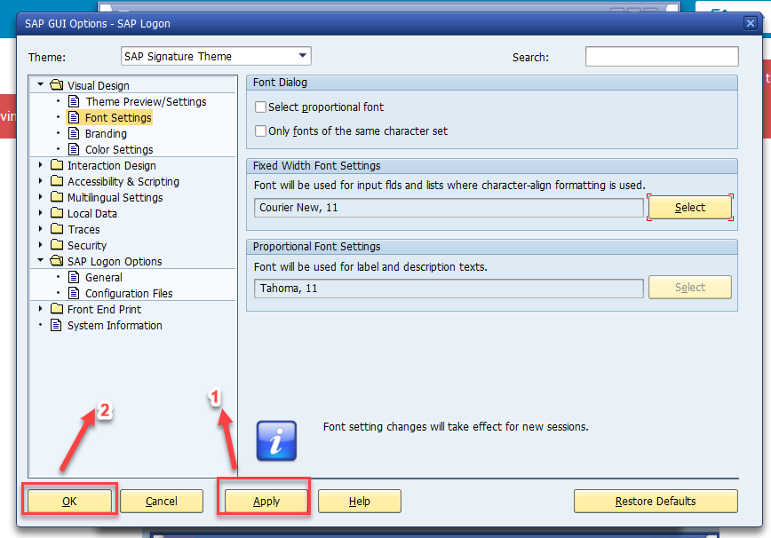Cara mengubah FONT pada tampilan di SAP – SINAU SAP PM MODULE