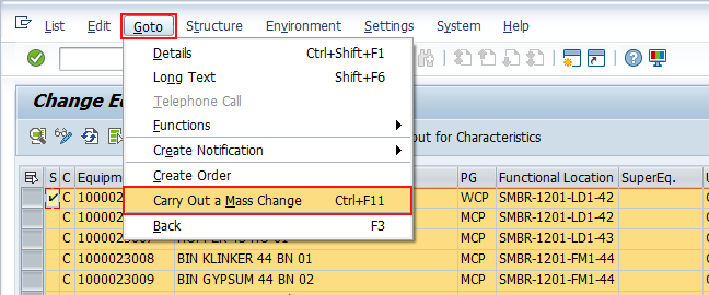 Carry Out a Mass Change – SINAU SAP PM MODULE