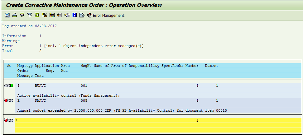 Muncul Information Error in Commitment Check (See Costing Log) pada ...
