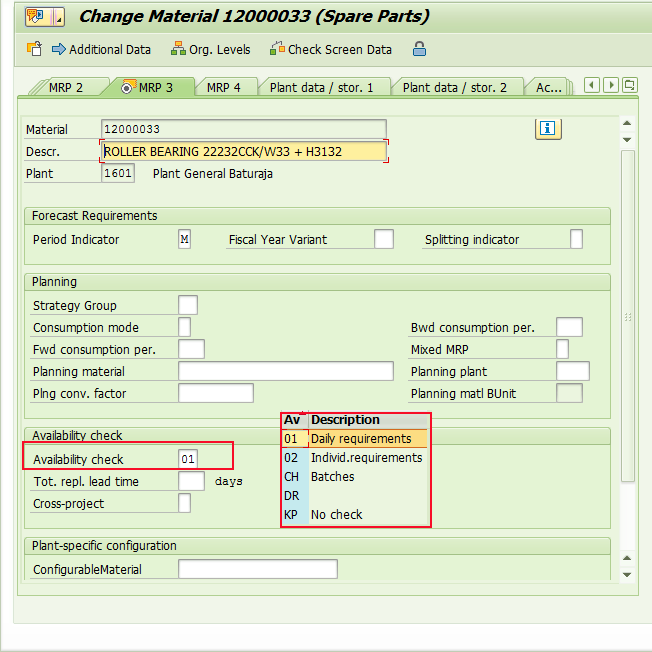 Availability Check – SINAU SAP PM MODULE