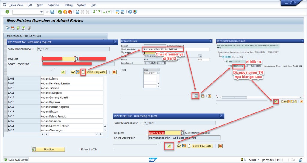 Create Customizing Request / TR – SINAU SAP PM MODULE