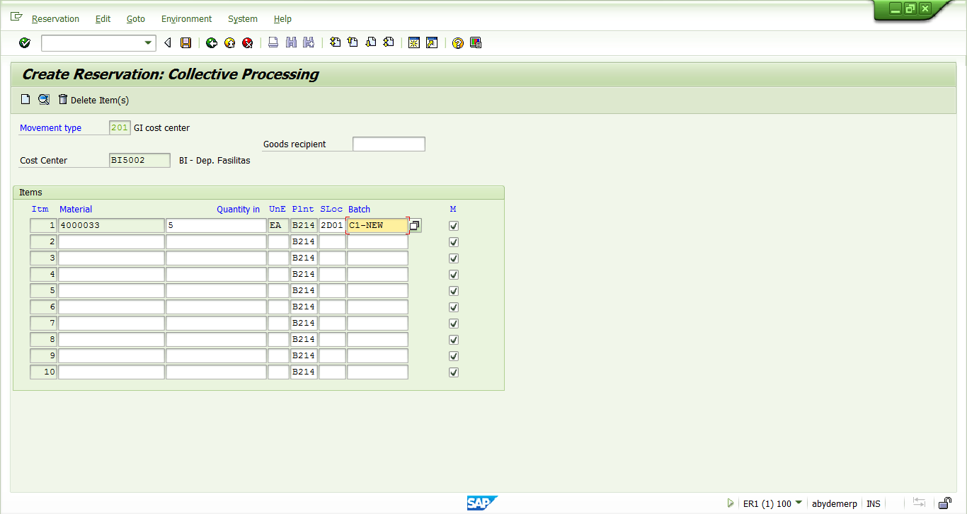 Scenario Inventory Management – Serial Number – SINAU SAP PM MODULE