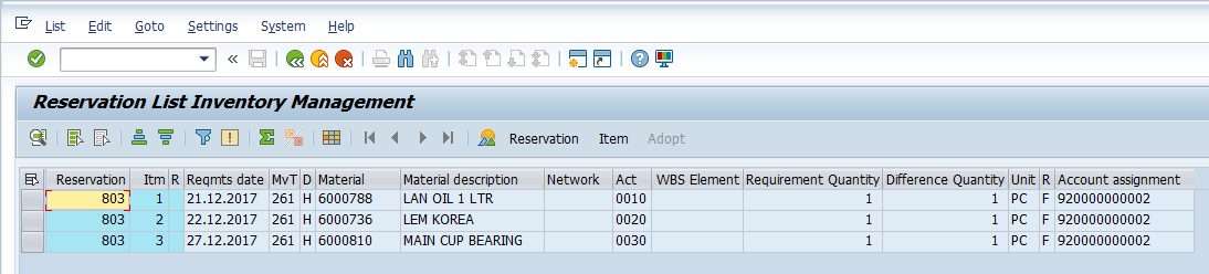 Perencanaan Material Reservation – SINAU SAP PM MODULE
