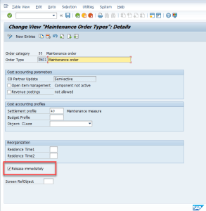 Automatic Release pada Order – SINAU SAP PM MODULE
