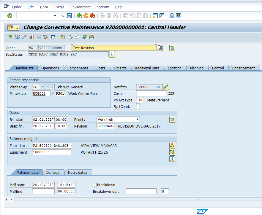Scenario Revisions – SINAU SAP PM MODULE