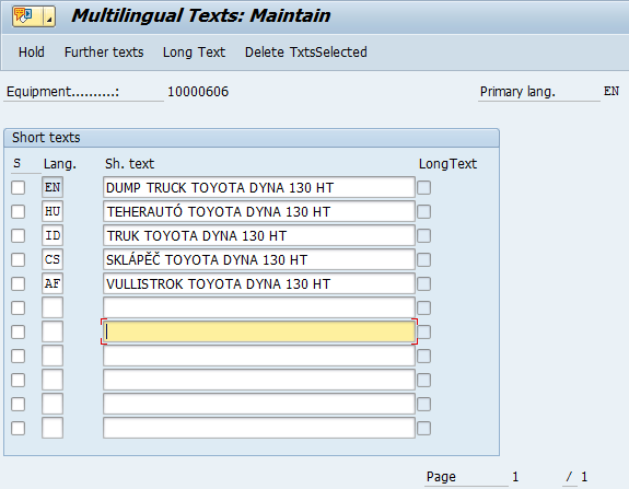 Scenario Multilingual Text – SINAU SAP PM MODULE
