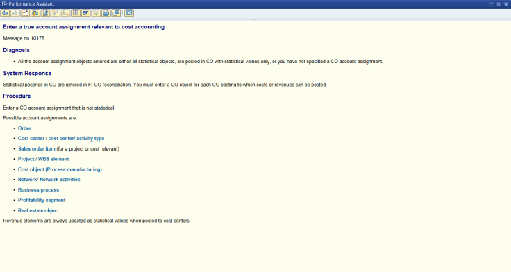 Enter A True Account Assignment Relevant To Cost Accounting Sinau Sap 0171